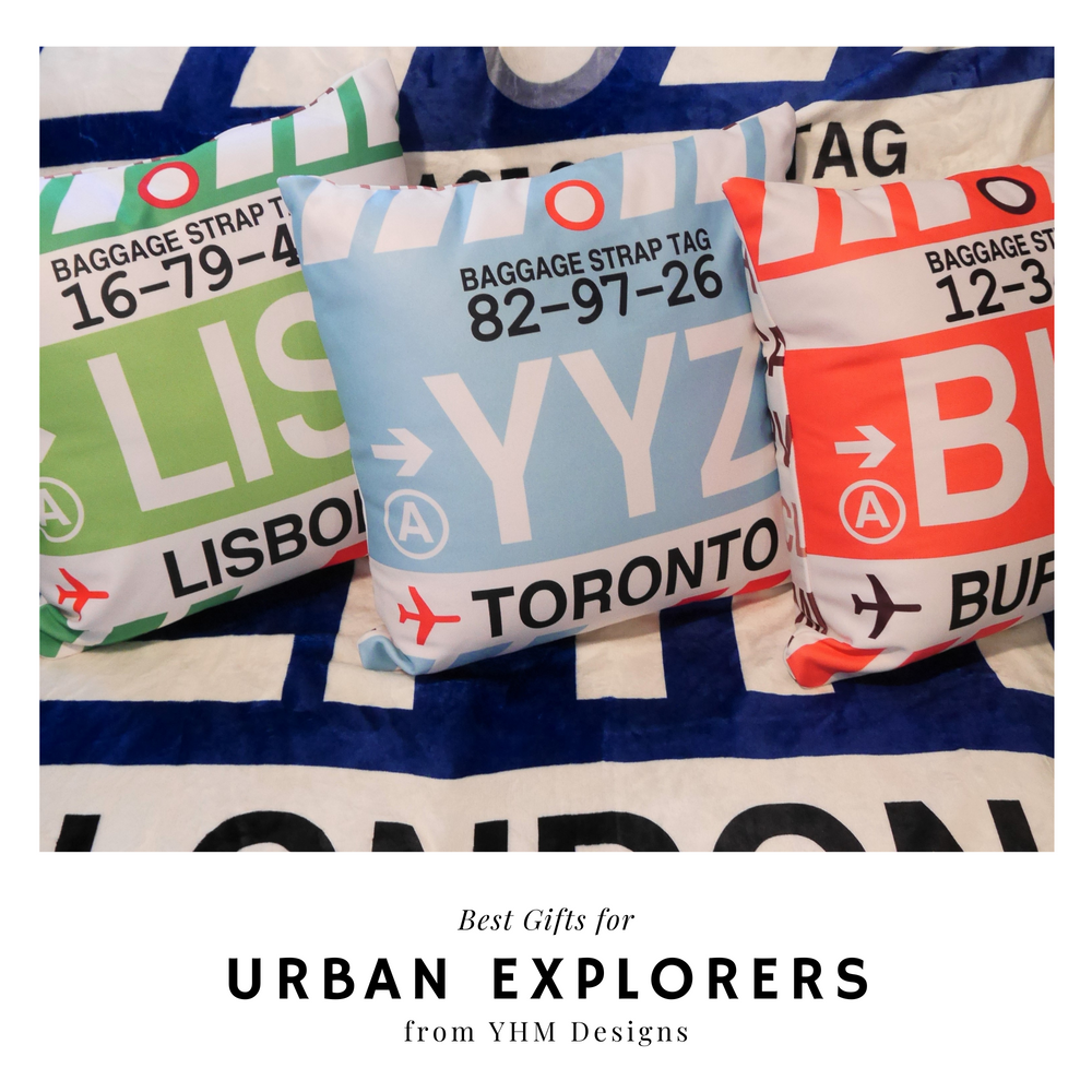 Travel Gift Throw Pillow • YEG Edmonton Souvenir • YHM Designs